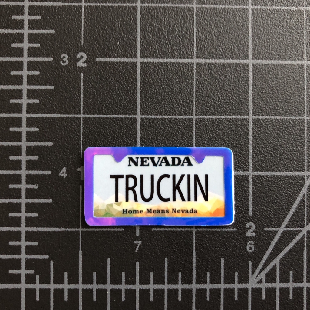 TRUCKIN- Nevada (2018) License Plate Decal Sticker - Blue Chrome Frame ...