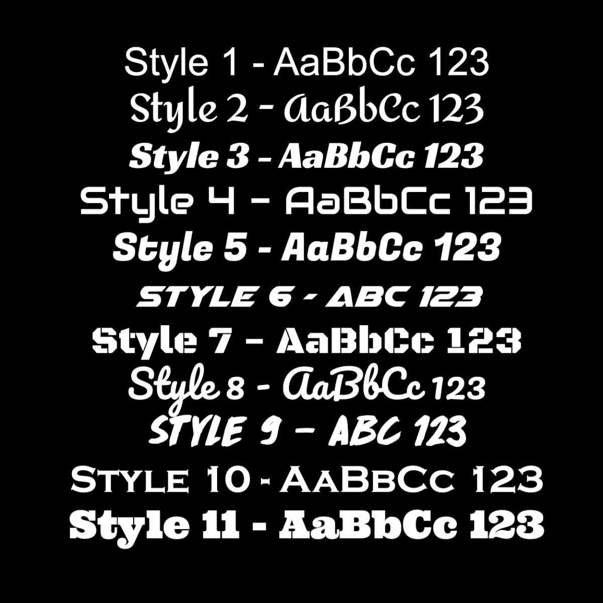 Font Styles for Letters & Number - RC SWAG - Stickers, T-Shirts ...
