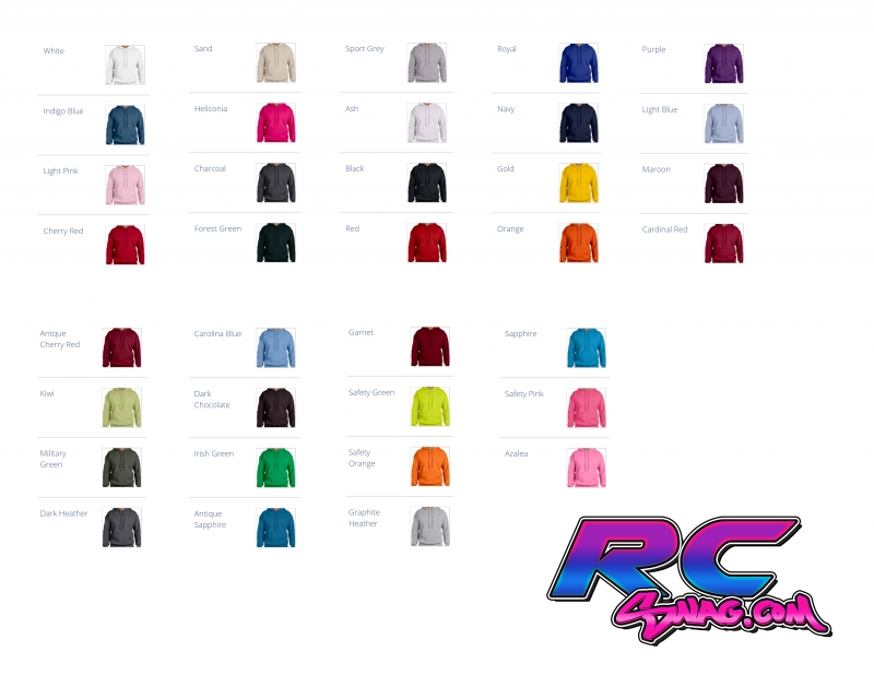 Sponsor Hoodie Color Chart - RC SWAG - Stickers, T-Shirts, Hoodies, RC ...