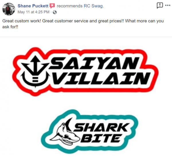 Great Customer Service - Great Prices! - RC SWAG - Stickers, T-Shirts ...