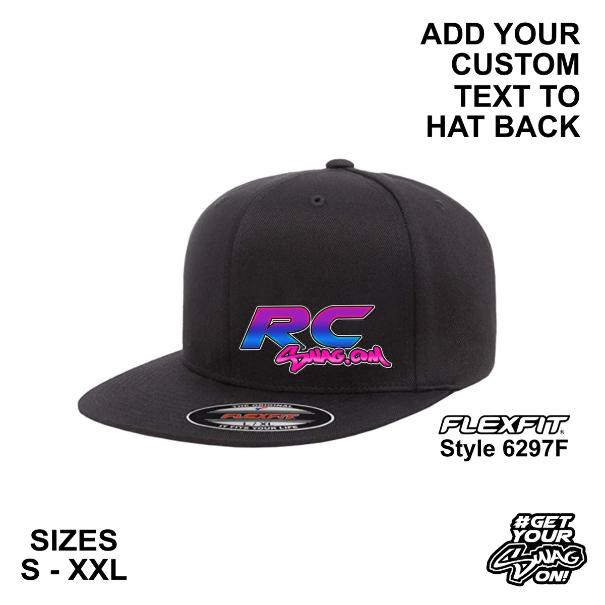 RC SWAG.com Logo Hat - FlexFit 6297F Flat Bill - RC SWAG - Stickers, T ...
