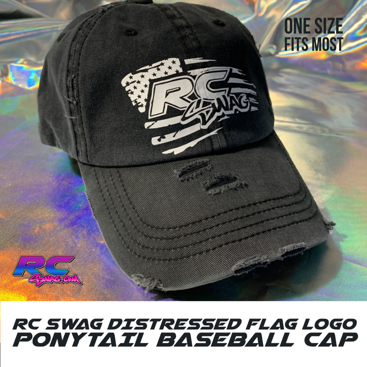 RC SWAG Distressed Flag Logo Ponytail Baseball Cap - RC SWAG - Stickers ...